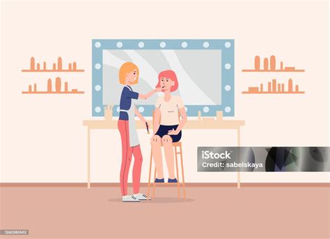 패션 및 뷰티 산업 작업 플랫 벡터 일러스트에서 메이크업 아티스트 컴퓨터 그래픽에 대한 스톡 벡터 아트 및 기타 이미지 컴퓨터 그래픽 고객 등장인물 Istock