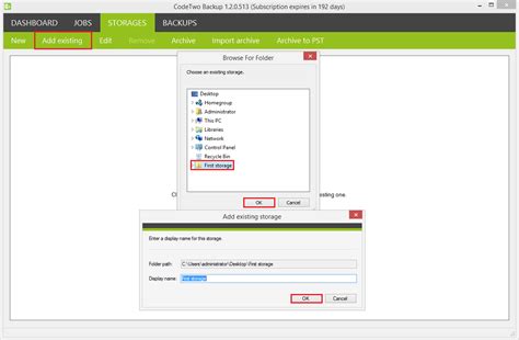 Creating Data Backup Storages Managing Existing Storages Codetwo