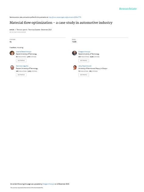 Material Flow Optimization Pdf Logistics Transport