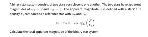 Solved A Binary Star System Consists Of Two Stars Very Close Chegg