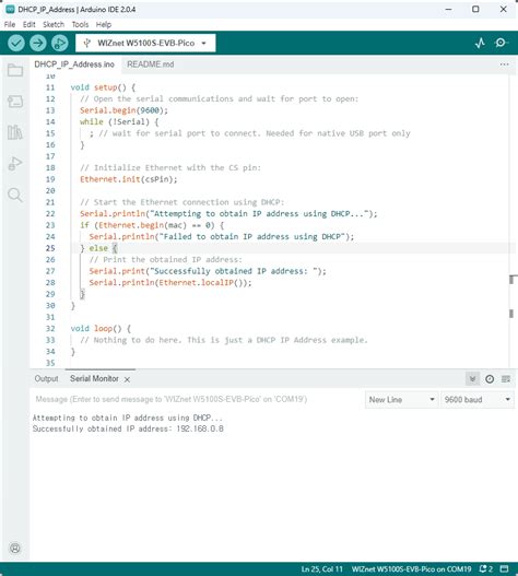 使用 dhcp 获取 w5100s evb pico 和 arduino ide 的 ip 地址 arduino读取主机ip地址 csdn博客