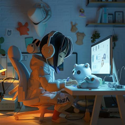 A Game Developer Creating 3d Models Using Blender Or Maya Premium Ai Generated Image