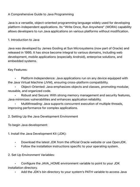 A Comprehensive Guide To Java Programming Pdf Java Programming Language Data Type