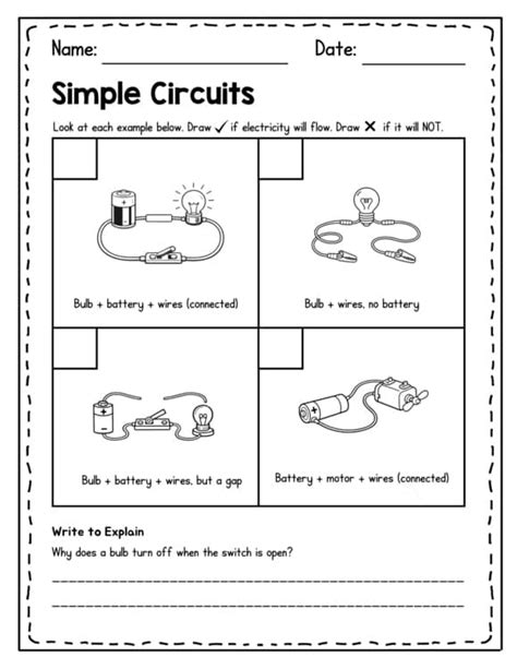 Electricity And Simple Circuits Worksheets Science Activities For