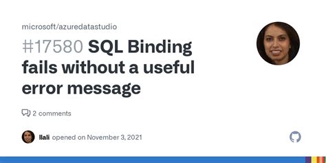Sql Binding Fails Without A Useful Error Message Issue Microsoft Azuredatastudio Github
