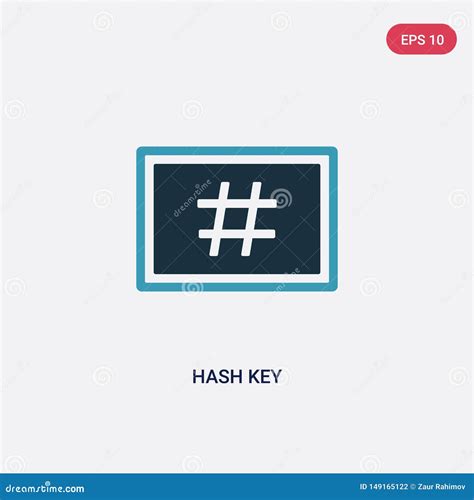 Two Color Hash Key Vector Icon From Shapes Concept Isolated Blue Hash