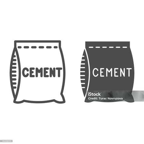 시멘트 라인과 단단한 아이콘의 가방 집 수리 개념 흰색 배경에 종이 자루 기호 모바일 개념과 웹 디자인을위한 윤곽 스타일의 콘크리트 가방 아이콘 벡터 그래픽 시멘트에 대한