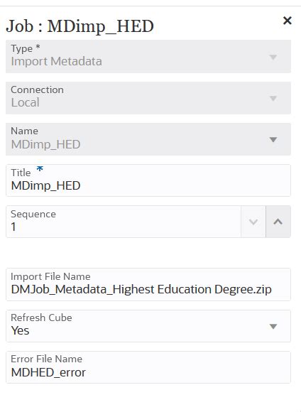 Using An Import Metadata Job Type