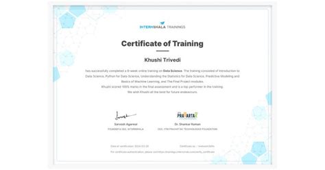 Khushi Trivedi On Linkedin Successfully Completed The Data Science