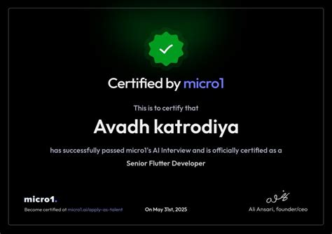 Flutter Mobiledevelopment Seniordeveloper Micro1 Crossplatform