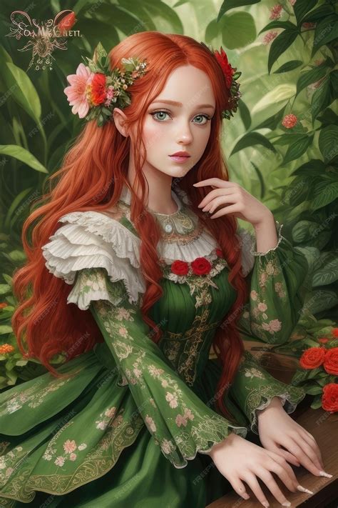 Premium Ai Image Green Eyed Girl Image Garden In The Background