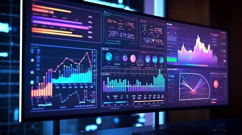 Analytical Perspective Monitor Screen Displaying Digital Analytics Data Visualization And