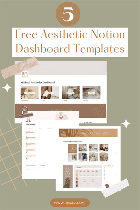5 Free Aesthetic Notion Dashboard Templates DIAxNA Estudio Escuela