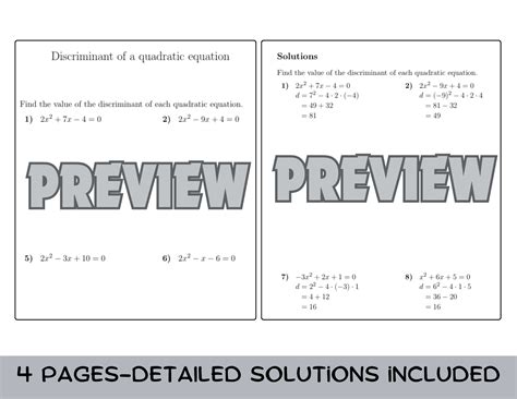 Using The Discriminant Worksheet Calculating And Using The