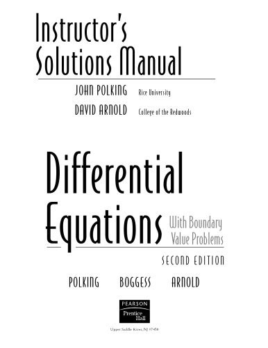 Ebook Center Instructors Solutions Manual For Differential Equations With Boundary Value