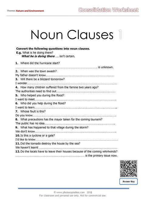 Noun Clauses Worksheets Worksheets Worksheet Hero