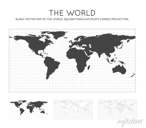 Map Of The World Equirectangular Plate Carree Projection • Wall Stickers Symbol Contour