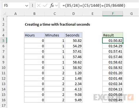 time in hundredths of a second excel formula exceljet