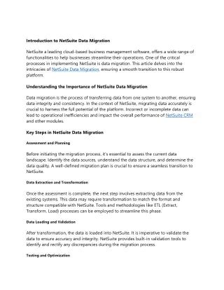 PPT NetSuite Data Migration NetSuite CRM NetSuite Supplier Portal