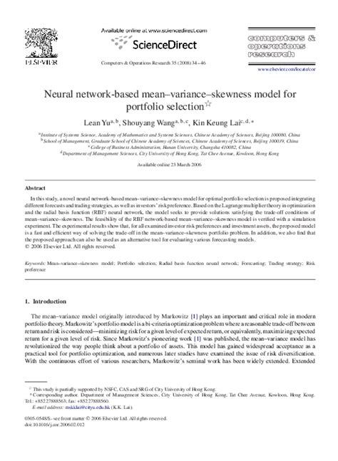 Pdf Neural Network Based Mean Variance Skewness Model For Portfolio Selection