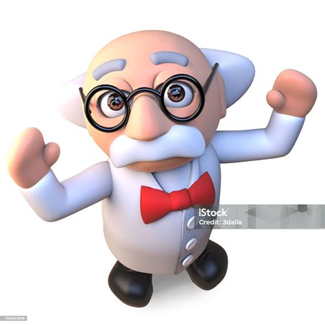 행복 미친 과학자 교수 캐릭터 응원 와 기쁨 3d 그림 3차원 형태에 대한 스톡 사진 및 기타 이미지 3차원 형태 과학