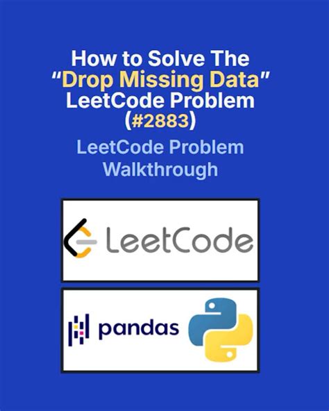 Leetcode 2883 Drop Missing Data In Python Pandas Tutorial For