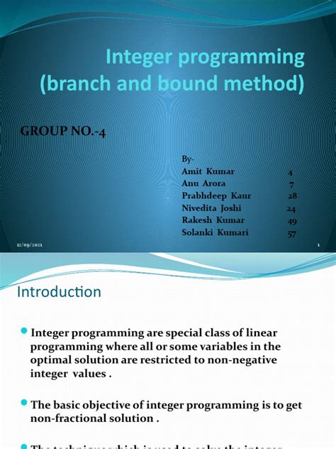 Integer Programming Branch And Bound Method Group No 4 Pdf