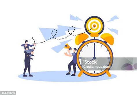 벡터 비즈니스 플랫 일러스트 와 사람 노동자 기한 및 목표 관리의 개념입니다 좋은 일정으로 목표를 달성 달력에 대한 스톡 벡터 아트 및 기타 이미지 Istock