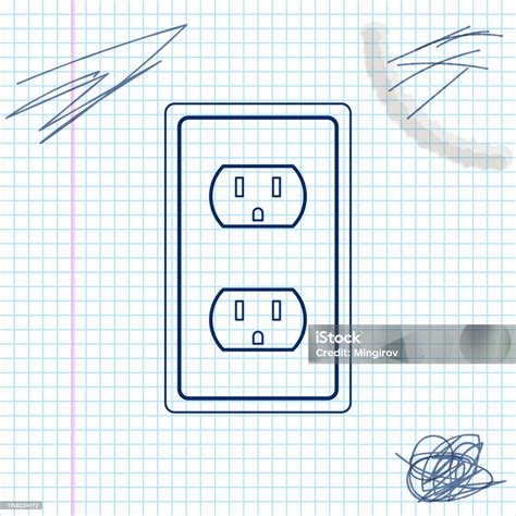 흰색 배경에 격리된 미국 선 스케치 아이콘의 전기 콘센트입니다 전원 소켓 벡터 일러스트레이션 콘센트에 대한 스톡 벡터 아트 및 기타 이미지 Istock