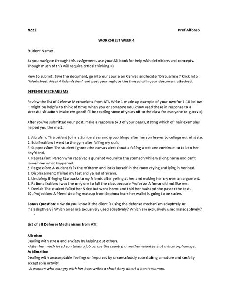 Worksheet Week 4 Class Assignment Group Work N222 Prof Alfonso