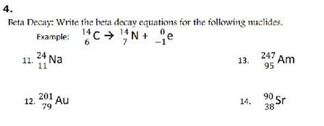Solved Beta Decay Write The Beta Decay Equations For The Chegg Com