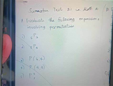 summative test 31 in math a evaluate the following expressions