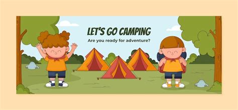 손으로 그린 캠핑 모험 페이스북 커버 무료 벡터