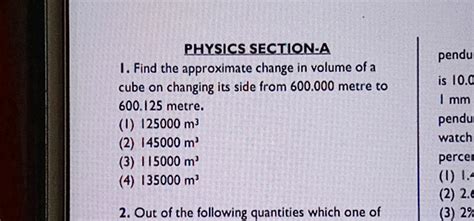 PHYSICS SECTION A I Find The Approximate StudyX