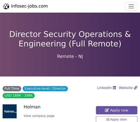 Hiring Usd 189k 298k Director Security Operations And Engineering