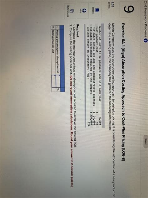 Solved Ch 6 Homework Problems A Saved 9 Exercise 6A 1 Algo Chegg Com