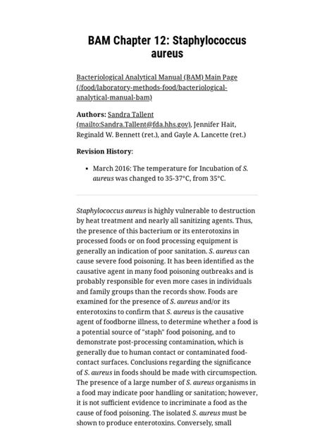 Detection Isolation And Identification Of Staphylococcus Aureus From Food A Definitive
