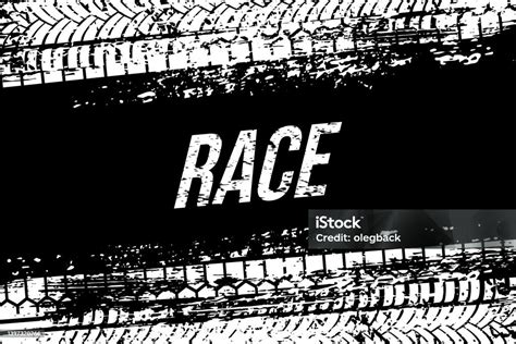 타이어 트랙 그런 지 자동차 트럭 또는 오토바이 휠 텍스처 및 레이스 텍스트 벡터 일러스트레이션 진흙 길에 고무 차량 보호자의 백색 흔적 타이어 트레드 본 경주 경쟁 배경