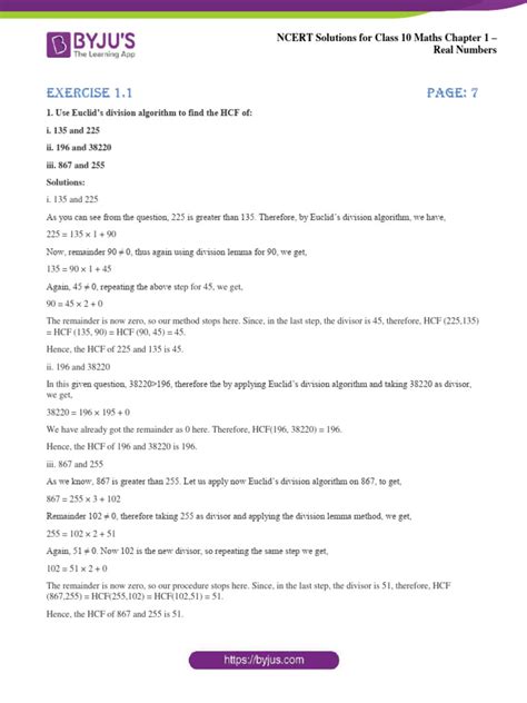 Ncert Solutions For Class 10 Maths Chapter 1 Real Numbers Exercise 1 1 Pdf Theoretical