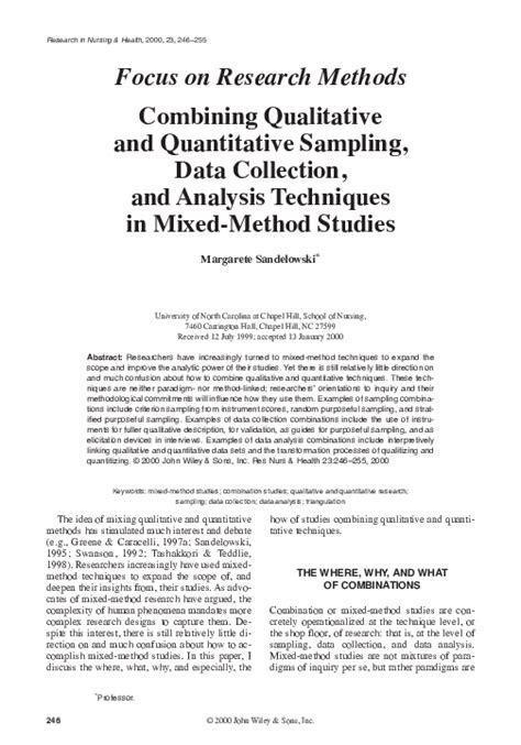 pdf focus on research methods combining qualitative and quantitative