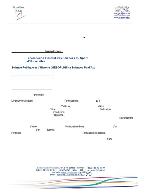 Syllabus Du Cours Master Spécialisé Management Du Sport Et Gouvernance Des Organisations
