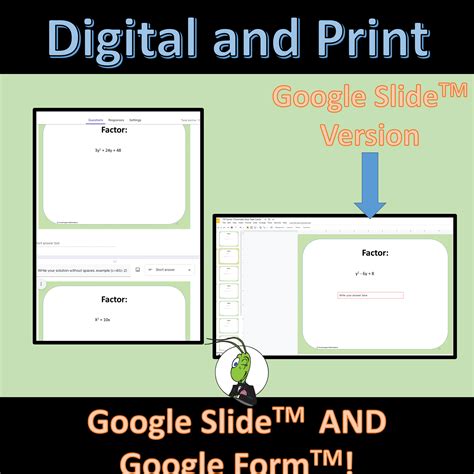 Factor Trinomials Quiz Google Forms Slides And Printable Task Cards Algebra Made By Teachers