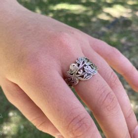 Tree Of Life Ring Hairy Growler Recycled Coin Silver Tree Ring