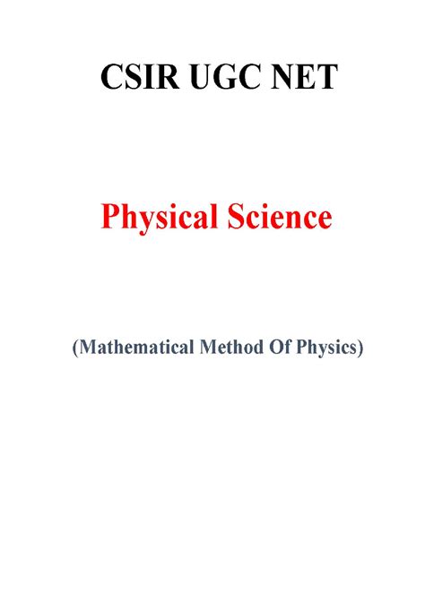 Download Mathematical Methods Of Physics Csir Net Physical Science