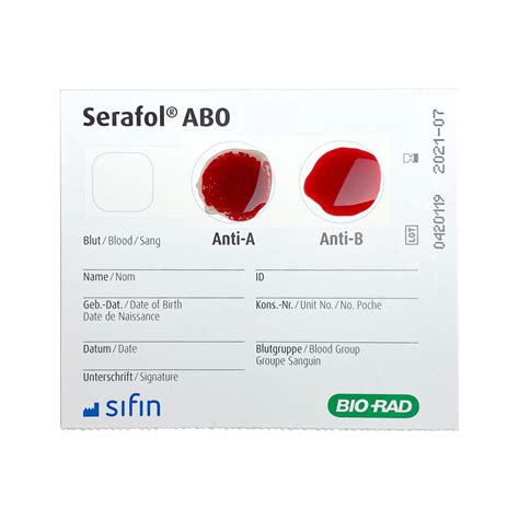 Serafol Ab0 Bedside Karten 50er Kit Praxisdienst