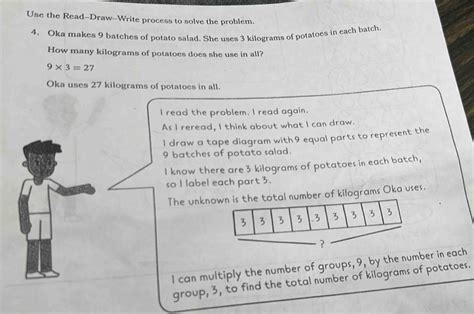 Use The Read Draw Write Process To Solve The Problem 4 Oka Makes 9 Batches Of Potato [algebra]