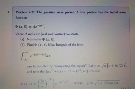 Solved V X 0 Ae Ar Problem 2 21 The Gaussian Wave