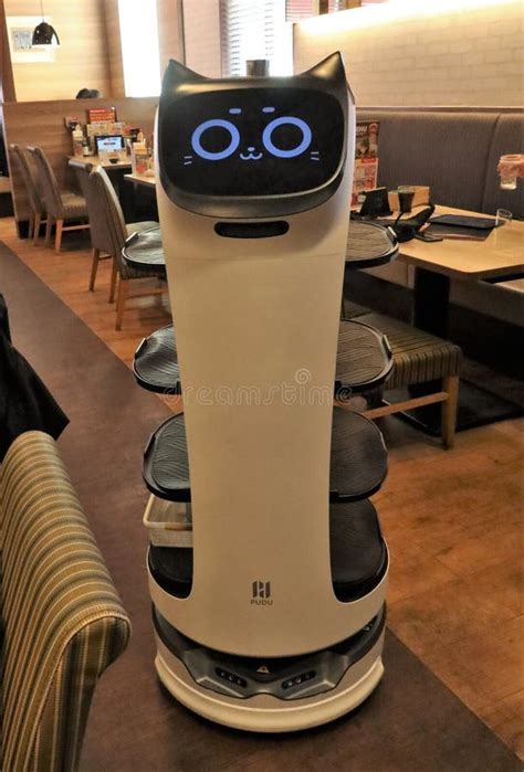 Cat Robot Waiter Serving Food Editorial Photography Image Of Dishes