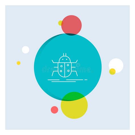 Bug Bugs Insect Testing Virus White Line Icon Colorful Circle Background Stock Vector