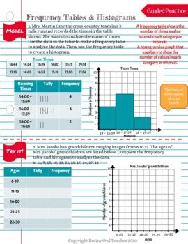 Frequency Tables Histograms Lesson By Brainy Owl Teacher TPT